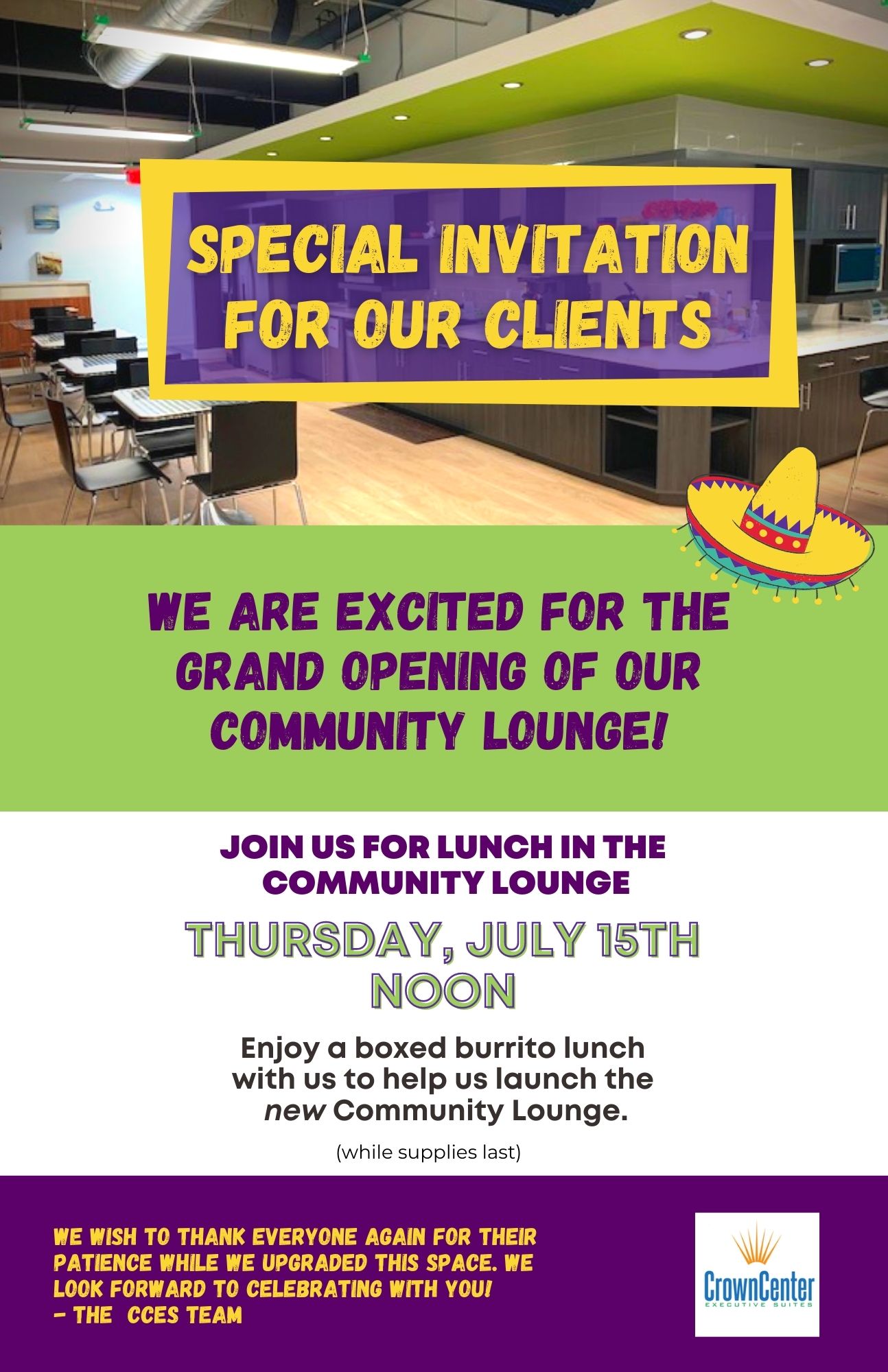 Special Invitation For Our clients | Crown Center Executive Suites